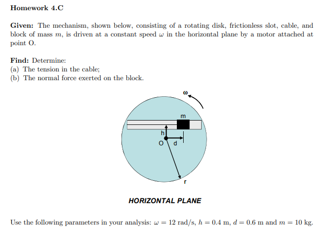 Solved Homework 4.C Given: The mechanism, shown below, | Chegg.com