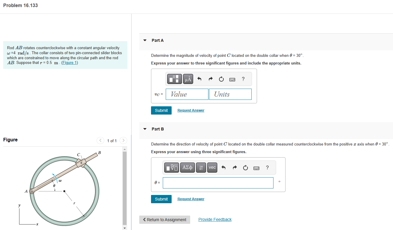 Solved Rod AB rotates counterclockwise with a constant | Chegg.com