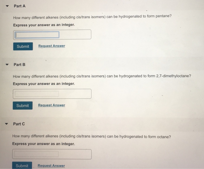 Solved Part A How many different alkenes (including | Chegg.com
