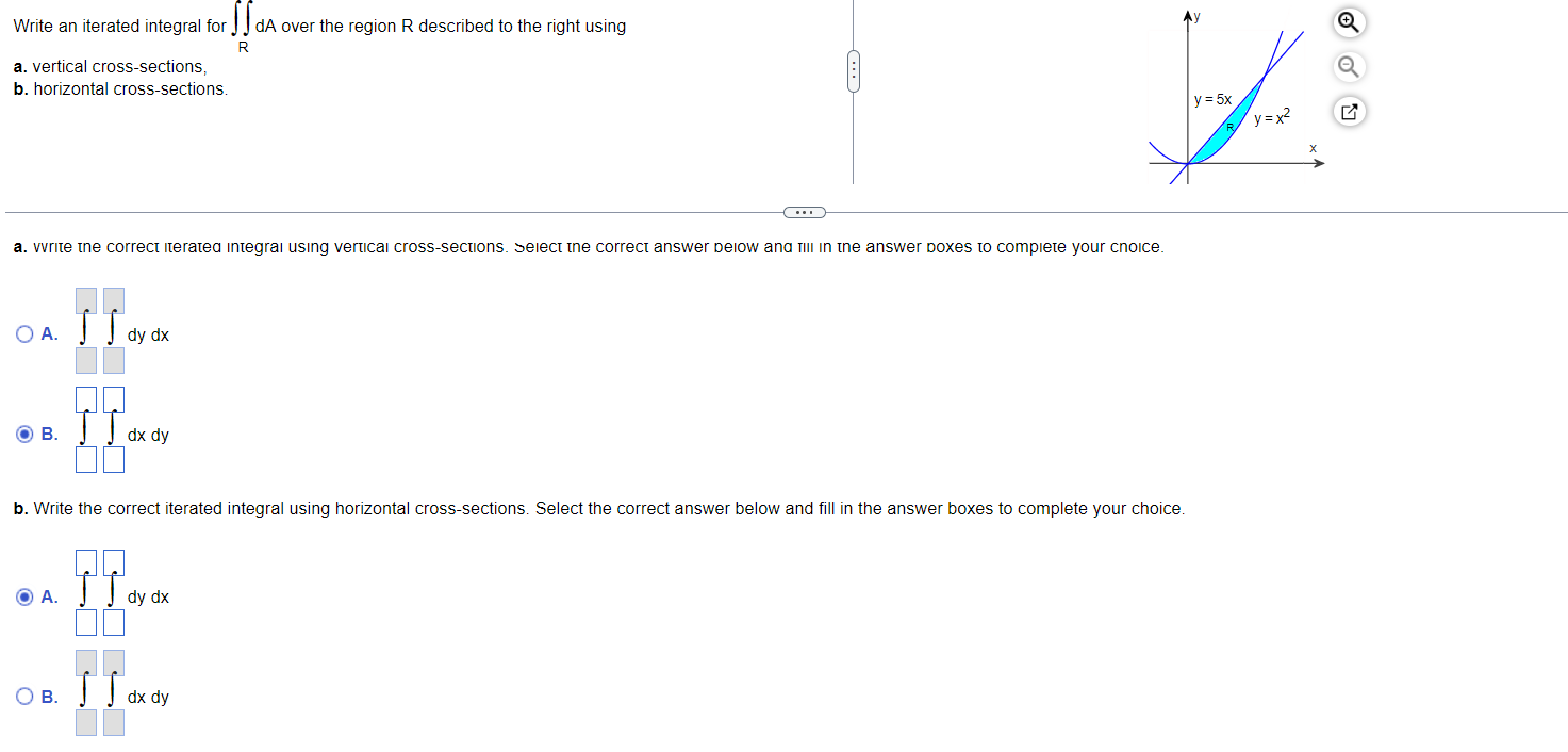 Solved Write an iterated integral for ∬RdA ﻿over the region | Chegg.com