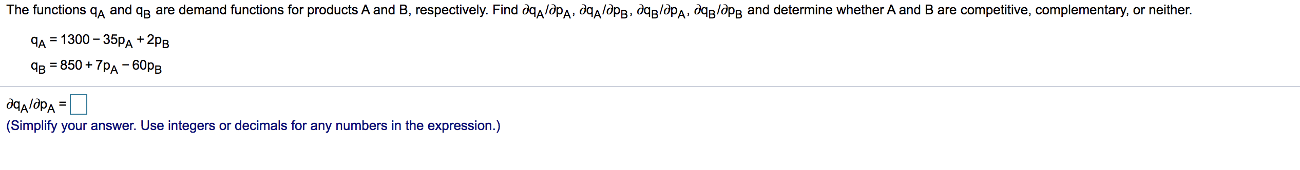 Solved The functions Pa and qB are demand functions for | Chegg.com
