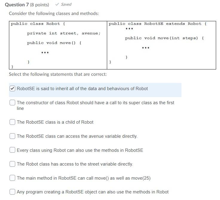 Solved Question 7 (8 points) Saved Consider the following | Chegg.com