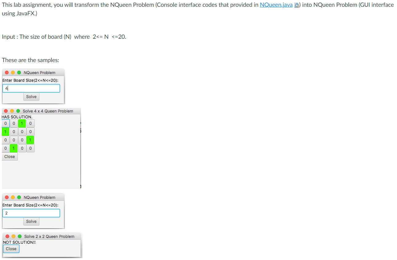 Solved This lab assignment, you will transform the NQueen | Chegg.com
