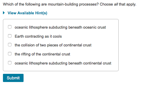 Solved Which of the following are mountain-building | Chegg.com
