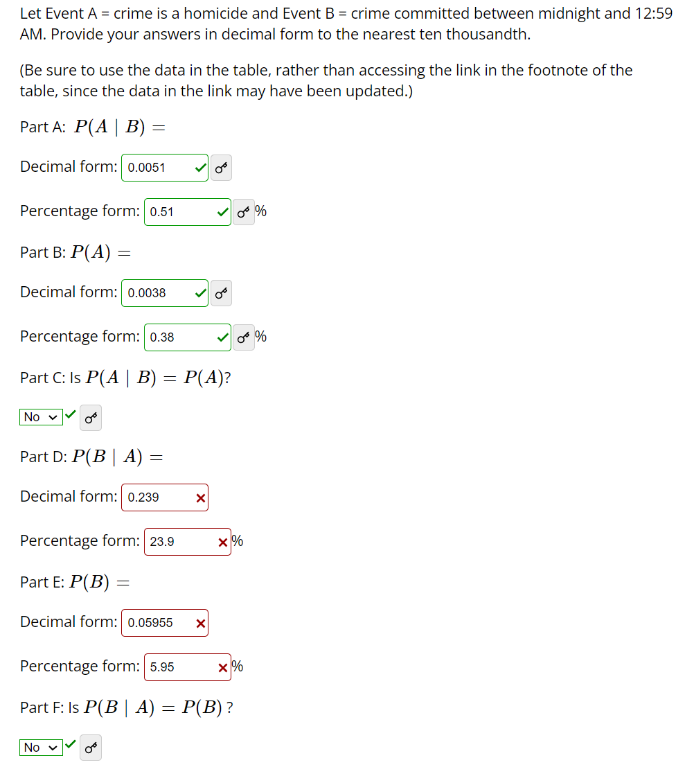Let Event A= ﻿crime is a homicide and Event B= ﻿crime | Chegg.com