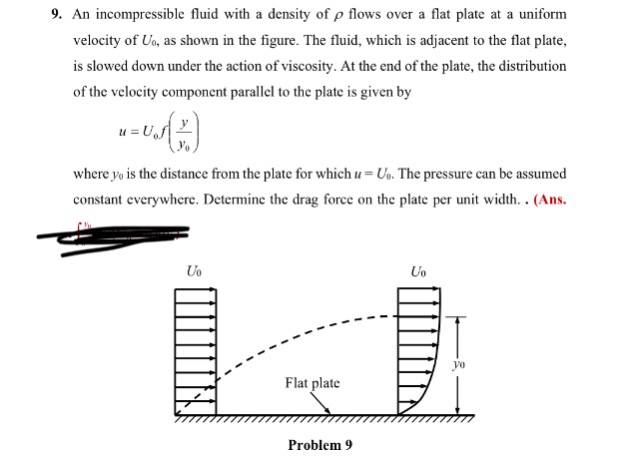 Solved 9. An incompressible fluid with a density of ρ flows | Chegg.com