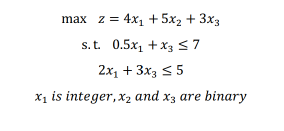 Solved maxz=4x1+5x2+3x3 s.t. 0.5x1+x3≤72x1+3x3≤5 x1 is | Chegg.com