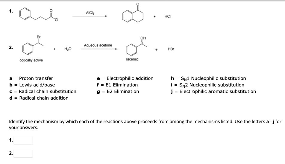 Solved 1 Alcl3 Hcl 2 Aqueous Acetone Optically Active