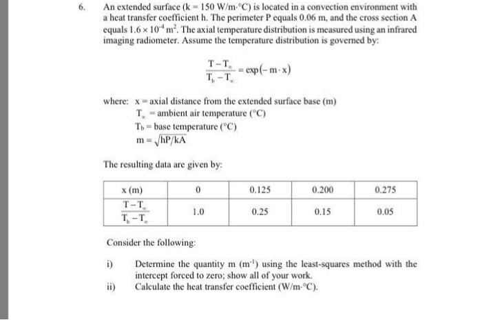 Solved 6. Anextended surface (k- 150 W/m°C) is located in a | Chegg.com
