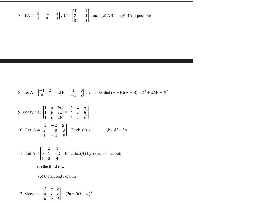 Solved 1. Write the following matrices in an array form (a) | Chegg.com