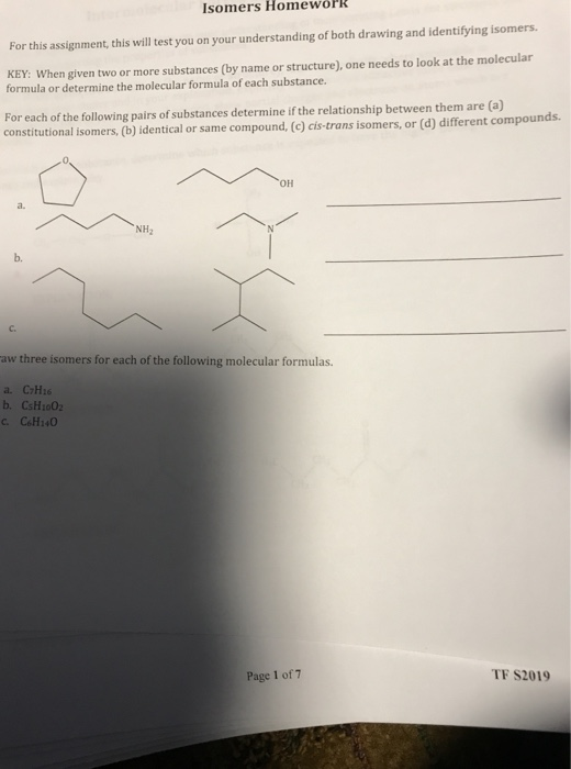 Solved Isomers Homework For this assignment, this will test | Chegg.com
