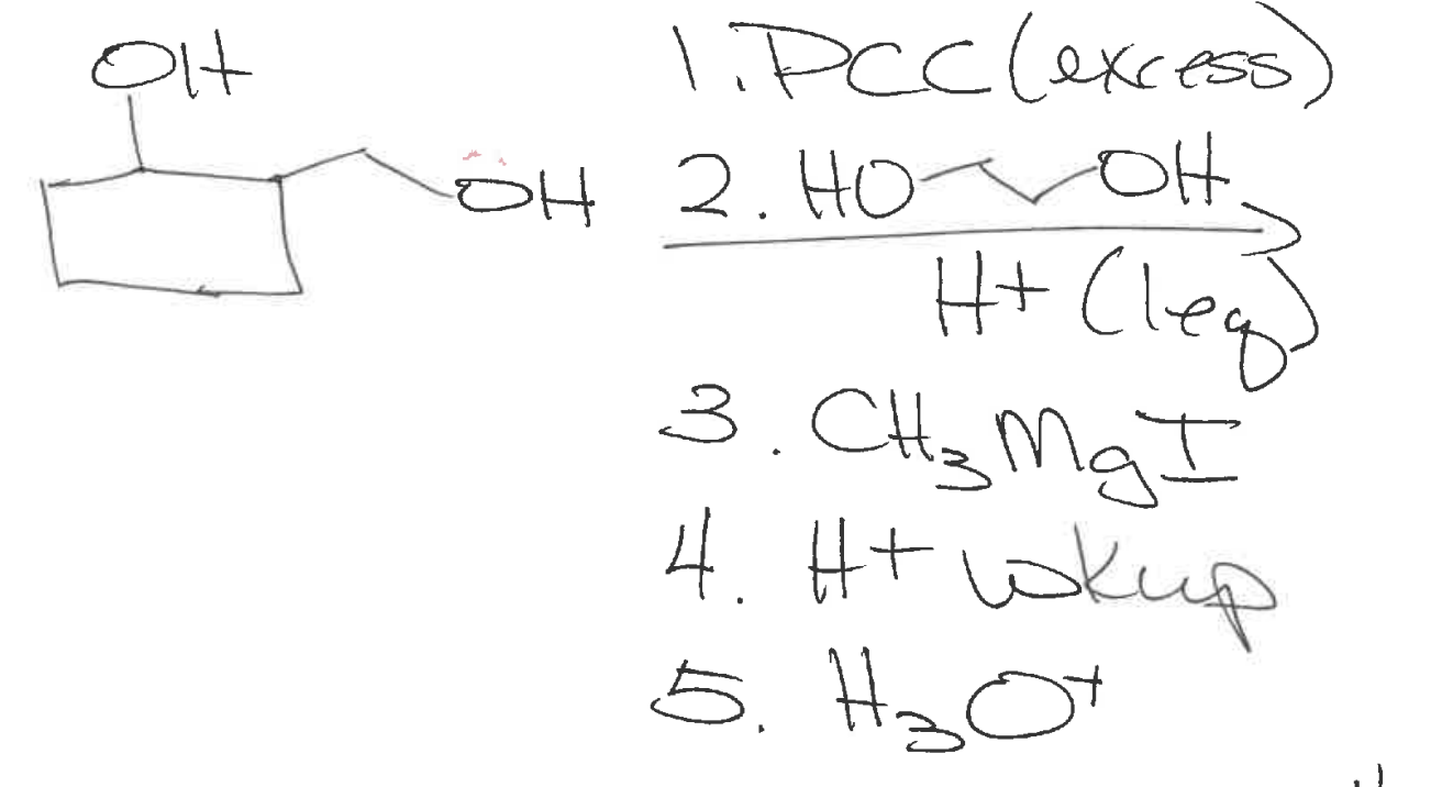 Solved OHt H+(HOH1. PCC(excess) 3. CH3MgI 4. H+ lokup 5. | Chegg.com