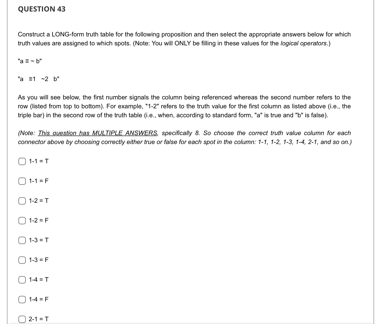 Construct a LONG-form truth table for the following | Chegg.com