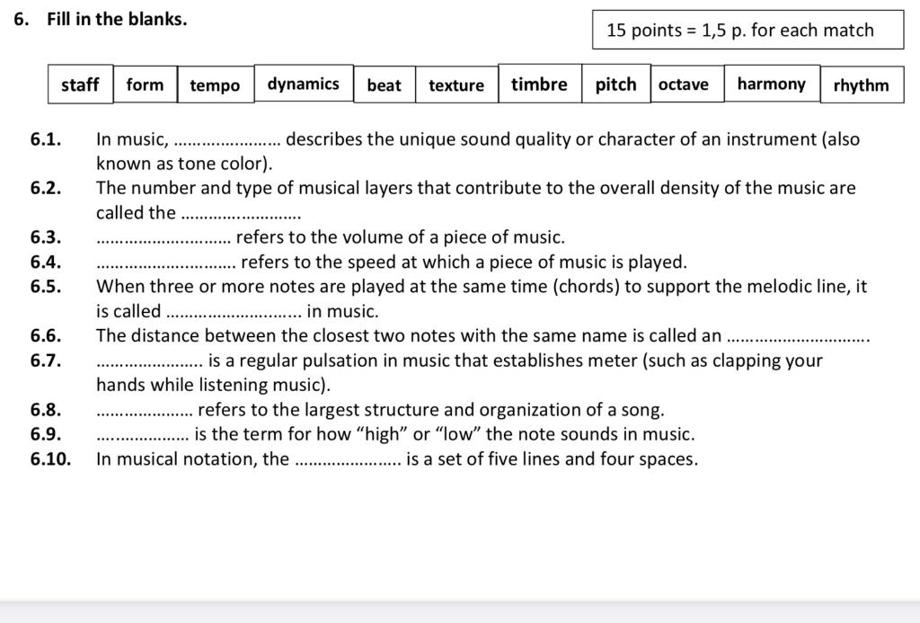 5. Please match the numbered boxes with the | Chegg.com