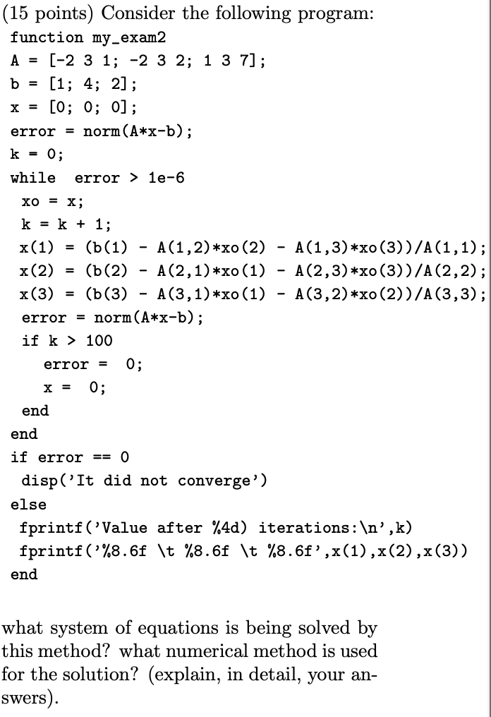 Solved 15 Points Consider The Following Program 