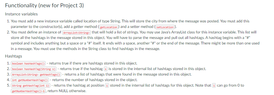 Solved JAVA: This is a project that continues to build the | Chegg.com