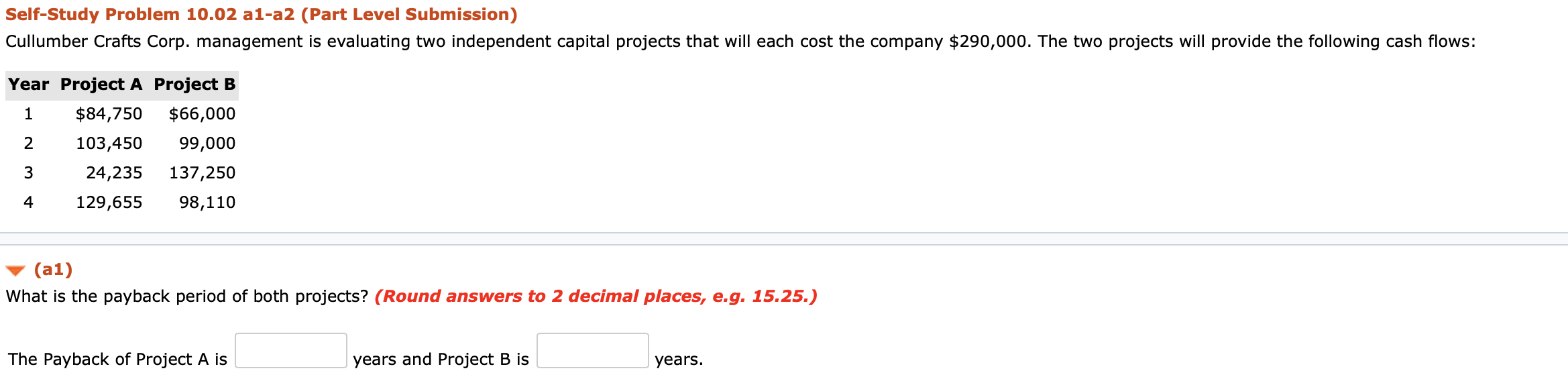 Solved Self-Study Problem 10.02 al-a2 (Part Level | Chegg.com