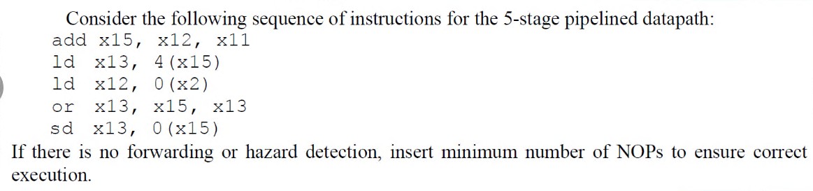 Solved Consider the following sequence of instructions for | Chegg.com