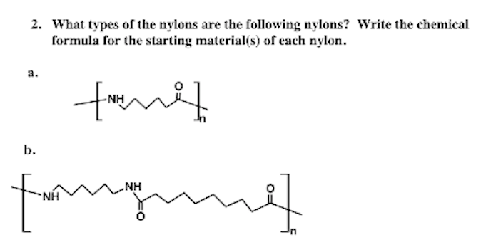 Solved 2. What types of the nylons are the following nylons? | Chegg.com