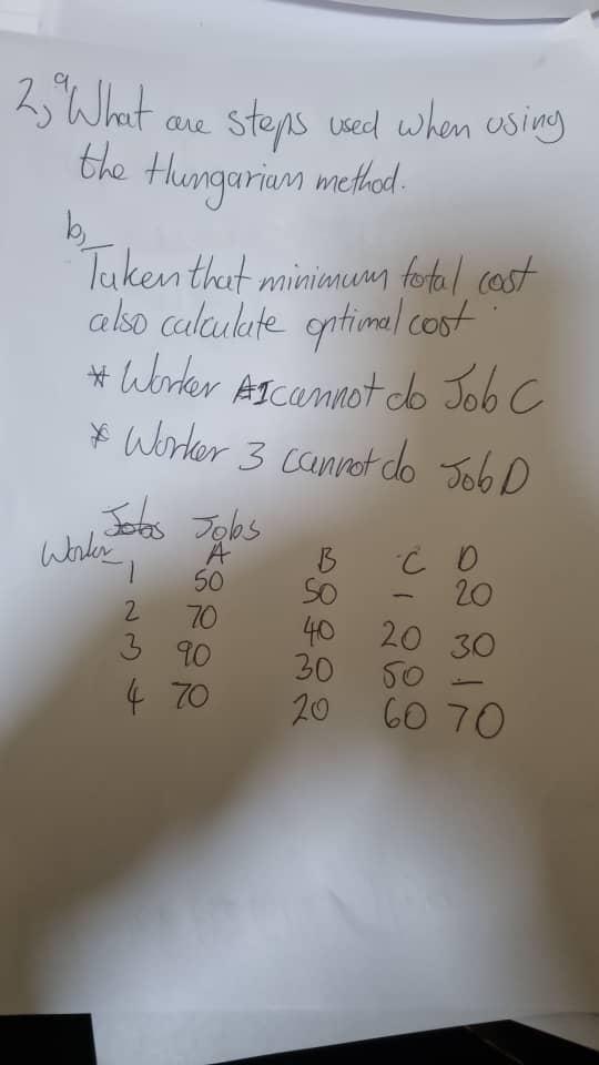 Solved 2, " What are steps used when using the Hungarian | Chegg.com