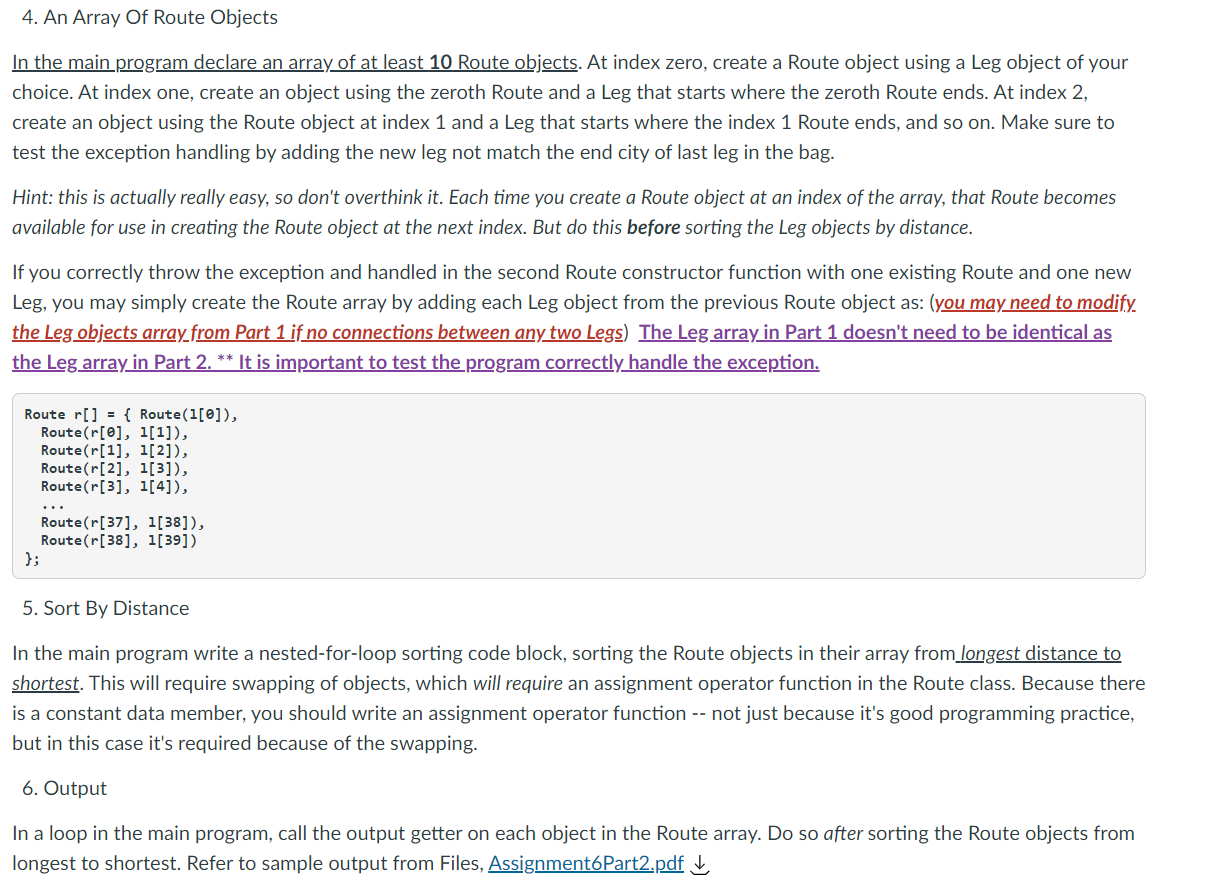 Starting with v.1, write Routes.2.cpp, to design and | Chegg.com