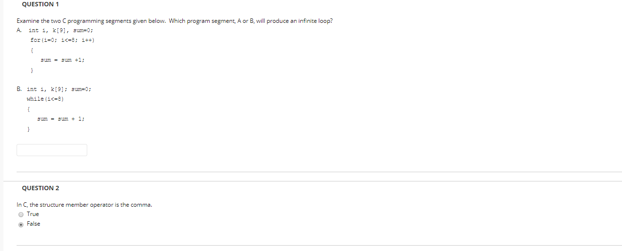Solved QUESTION 3 Examine the C programming segment given | Chegg.com