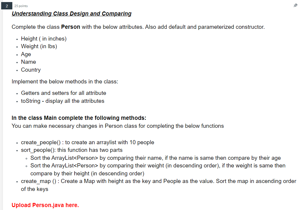 Solved Given Person.java file: public class Person { } | Chegg.com Solved Given Person.java file: public class Person { } | Chegg.com