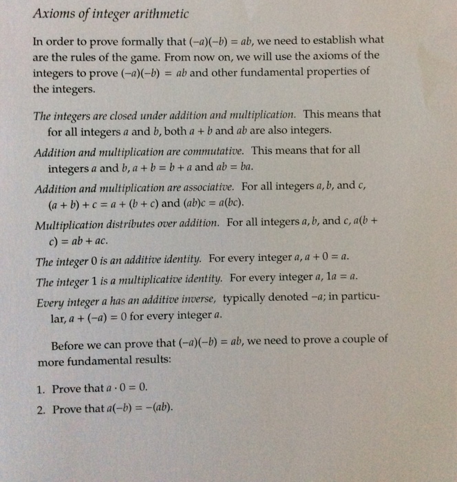 Solved Axioms of integer arithmetic In order to prove | Chegg.com