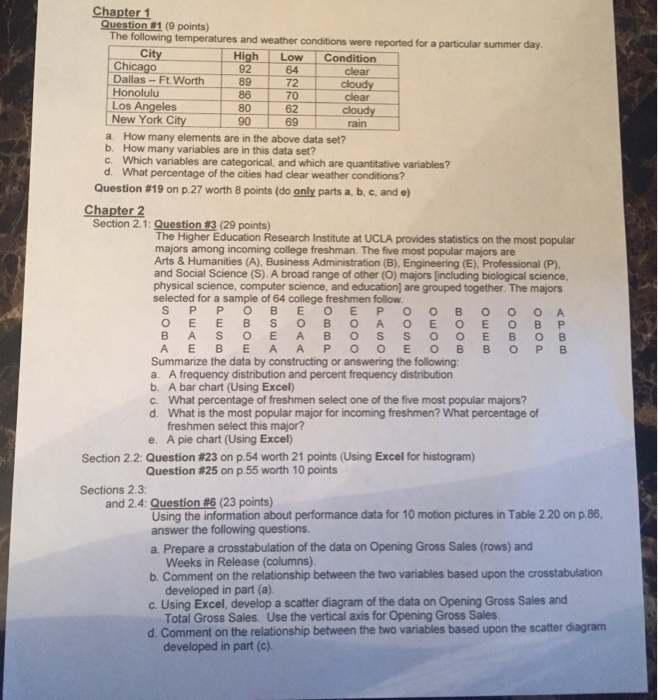 Solved Chapter 1 Question 1 (9 points) The following | Chegg.com