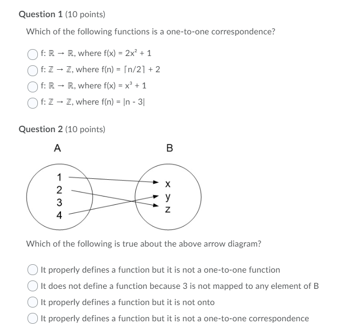 Solved Question 1 (10 points) Which of the following | Chegg.com