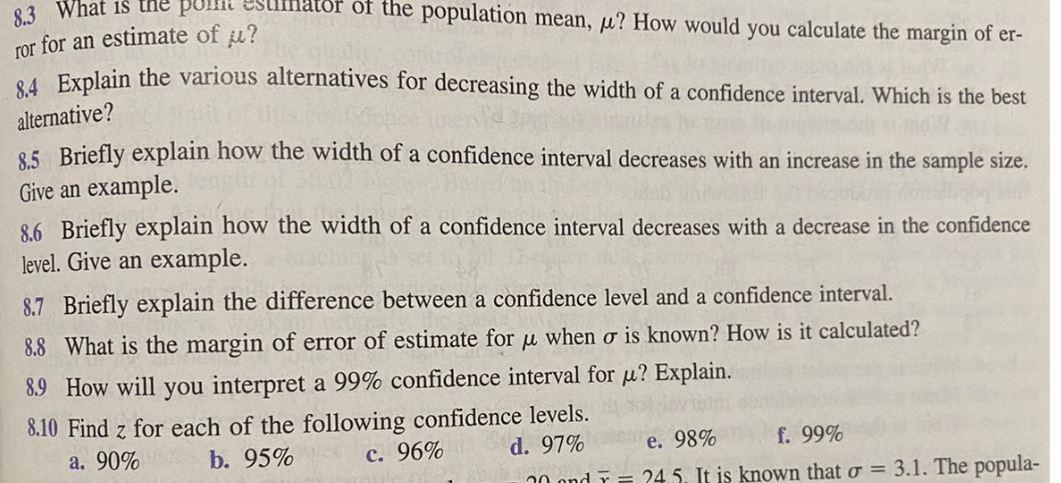 Solved of the population mean, u? How would you calculate | Chegg.com