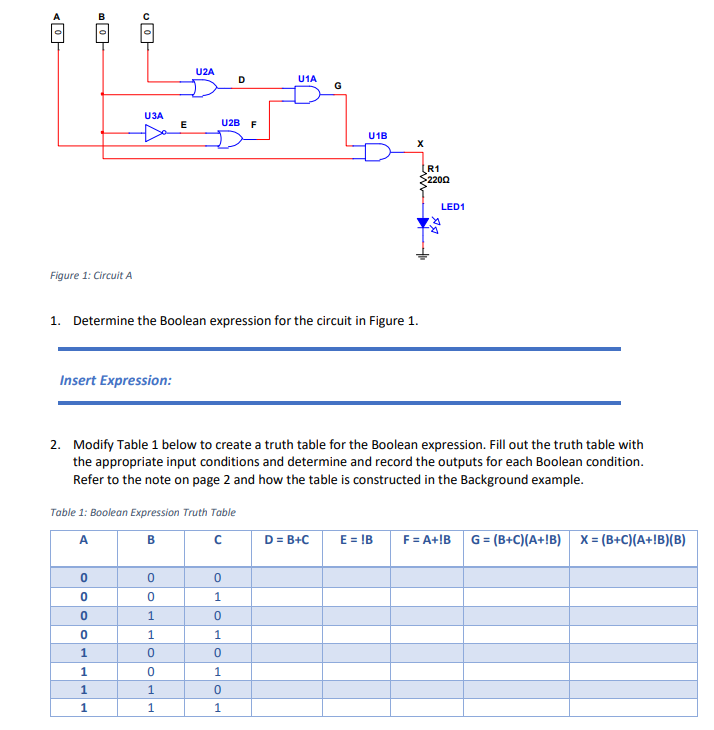 Solved Ê O U2A D U1A G U3A E U2B F U1B х x (R1 2200 LED1 SB | Chegg.com