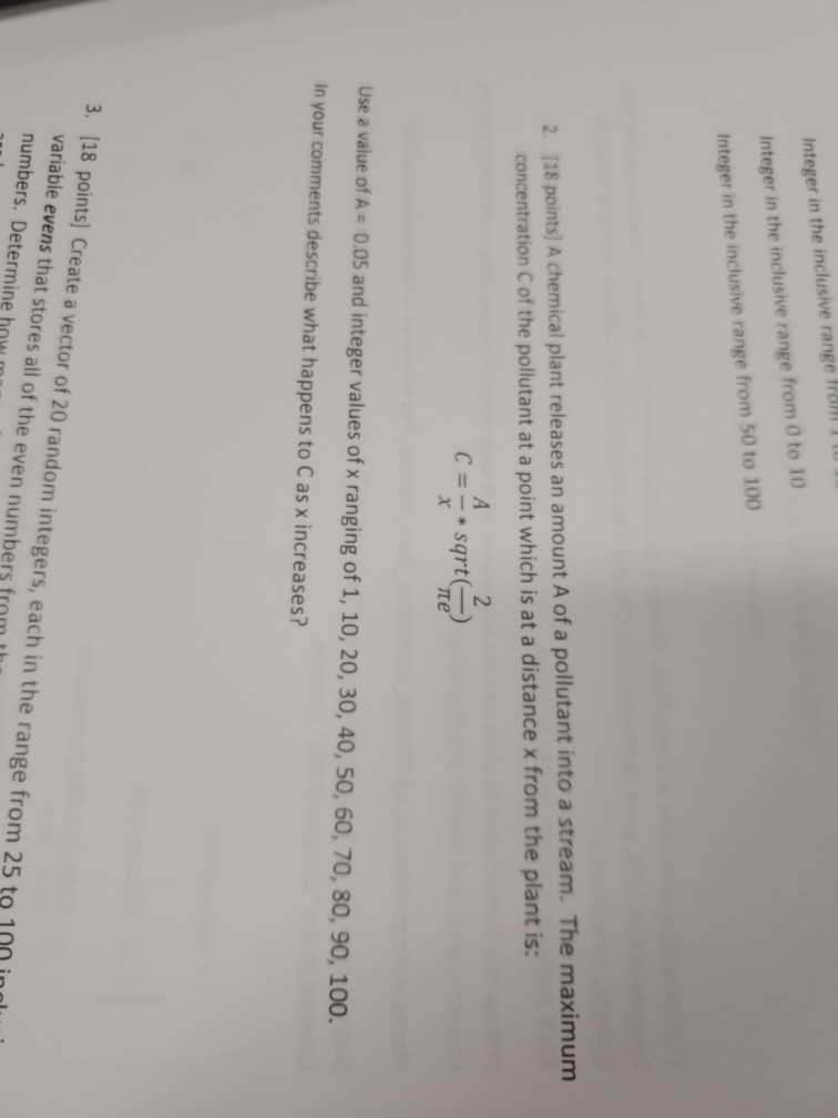 Solved 0 Integer in the inclusive range from Integer in the | Chegg.com