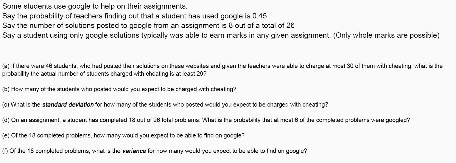 Solved Some students use google to help on their | Chegg.com