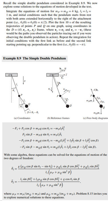 Solved Recall the simple double pendulum considered in | Chegg.com