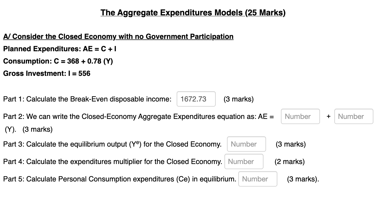 Solved The Aggregate Expenditures Models (25 Marks) A/ | Chegg.com