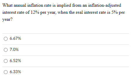 Solved What annual inflation rate is implied from an | Chegg.com