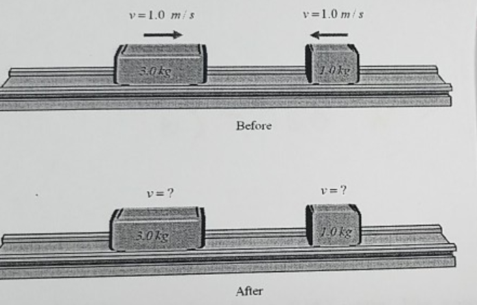 Solved Magnets are mounted on the sides of the carts facing | Chegg.com