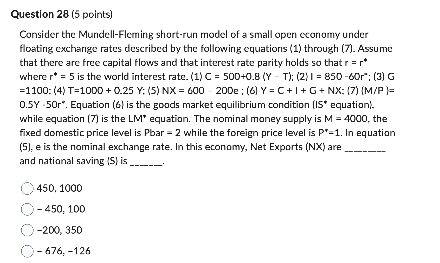 Solved Question 28 (5 ﻿points)Consider the Mundell-Fleming | Chegg.com