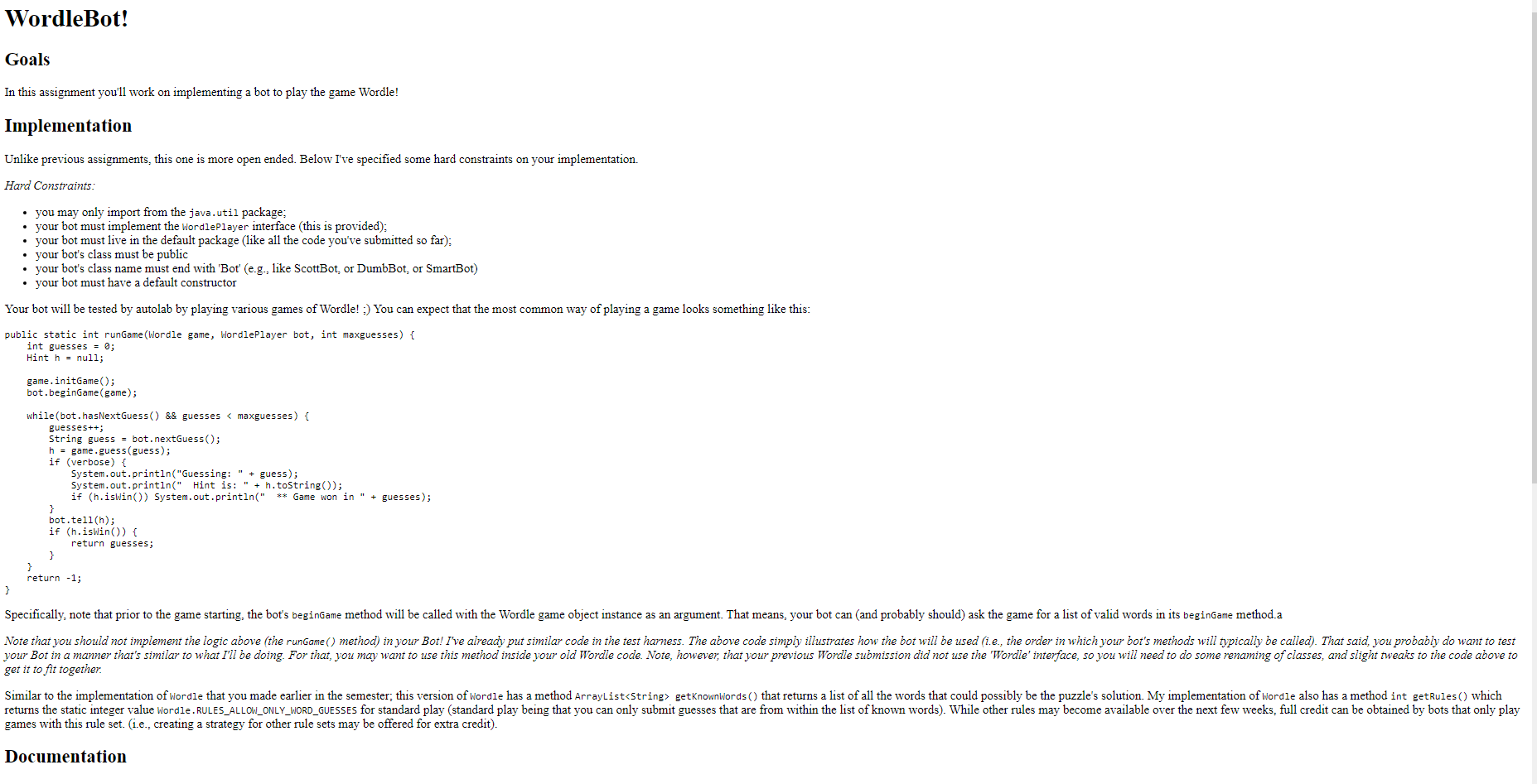 Documentation At the top of your file (above the | Chegg.com