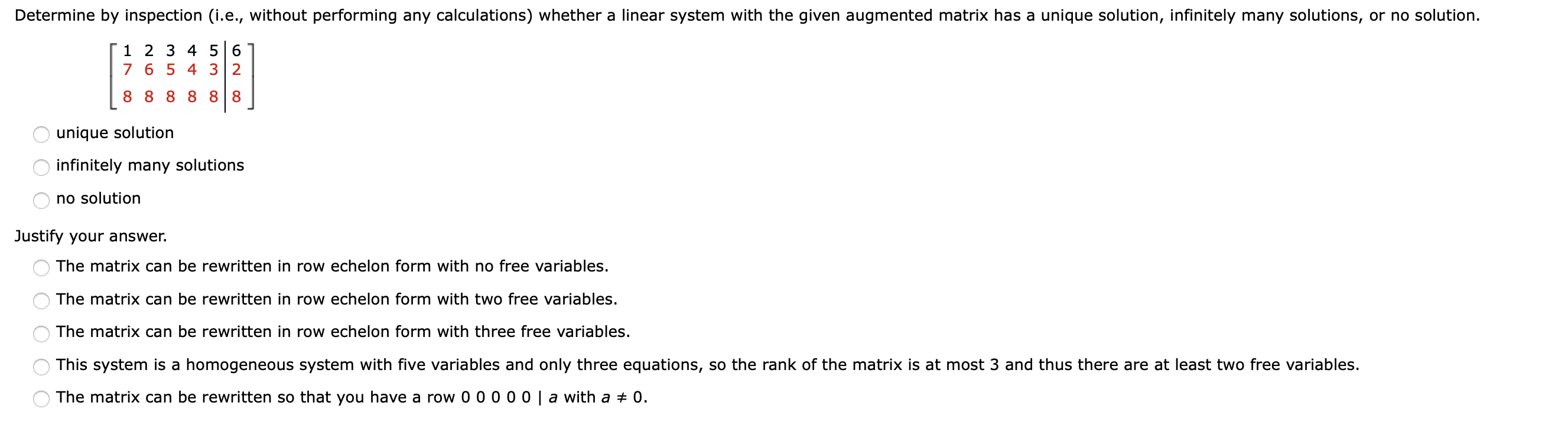 Solved Determine by inspection (i.e., without performing any | Chegg.com
