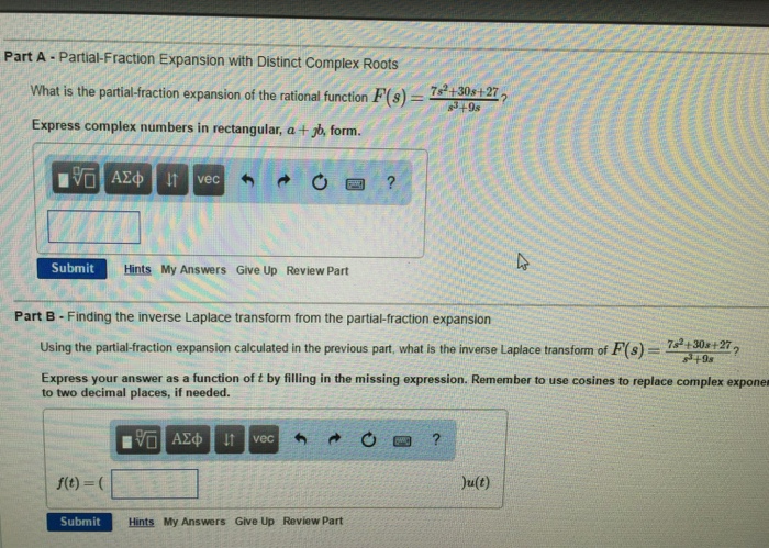 Solved Partial-Fraction Expansion with Distinct Complex | Chegg.com