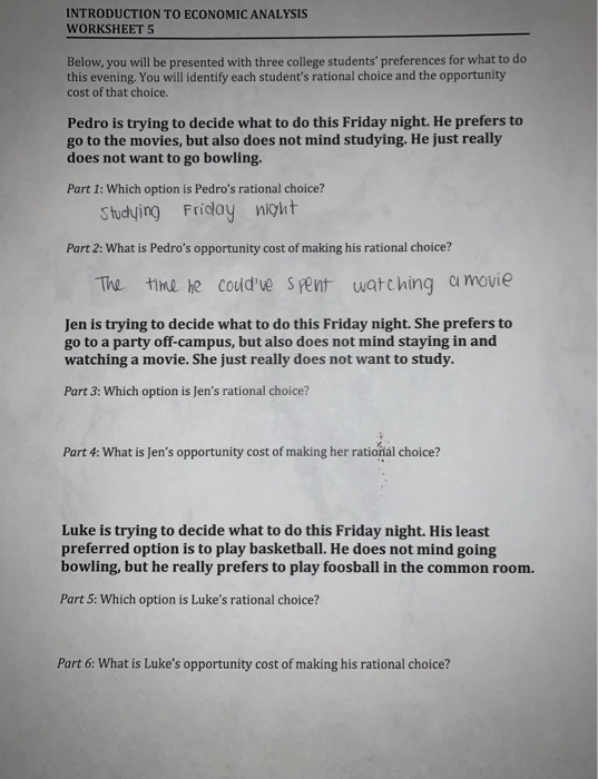 Solved INTRODUCTION TO ECONOMIC ANALYSIS WORKSHEET 5 Below, | Chegg.com