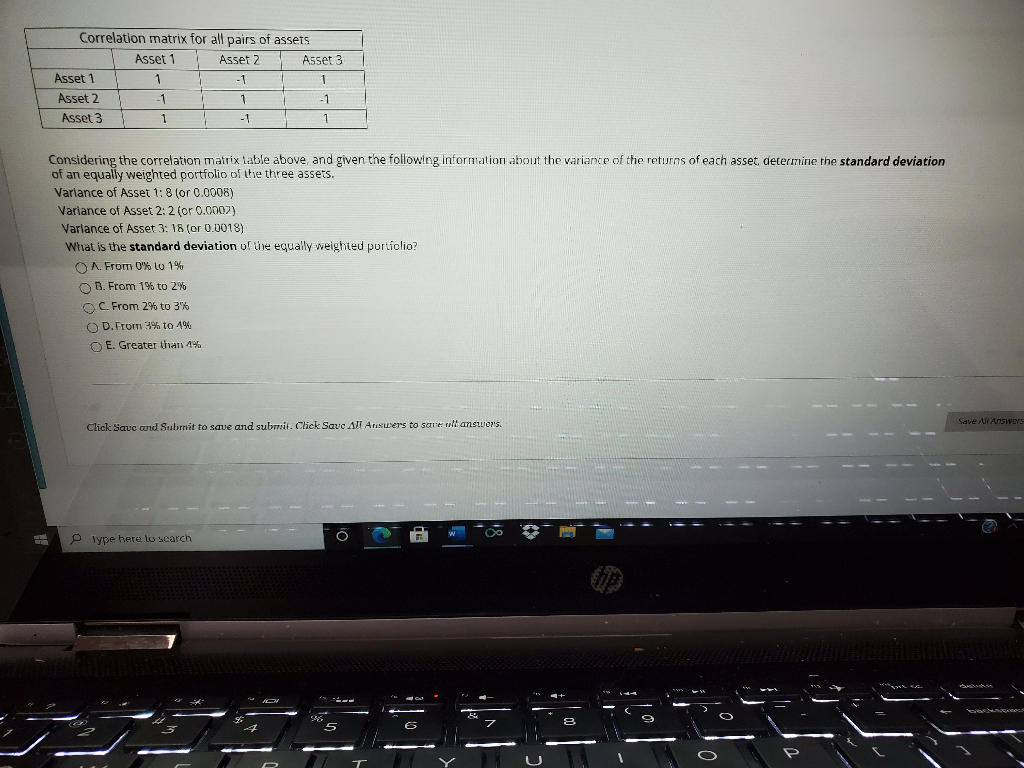 Solved Correlation matrix for all pairs of assets Asset 1 | Chegg.com
