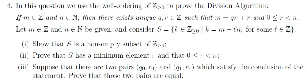 Solved 4. In this question we use the well-ordering of Z2o | Chegg.com