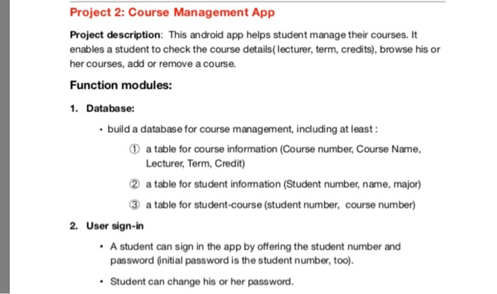 Solved Project 2: Course Management App Project description: | Chegg.com