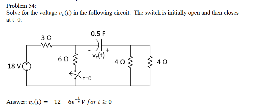 Solved Problem 54: Solve for the voltage vct) in the | Chegg.com