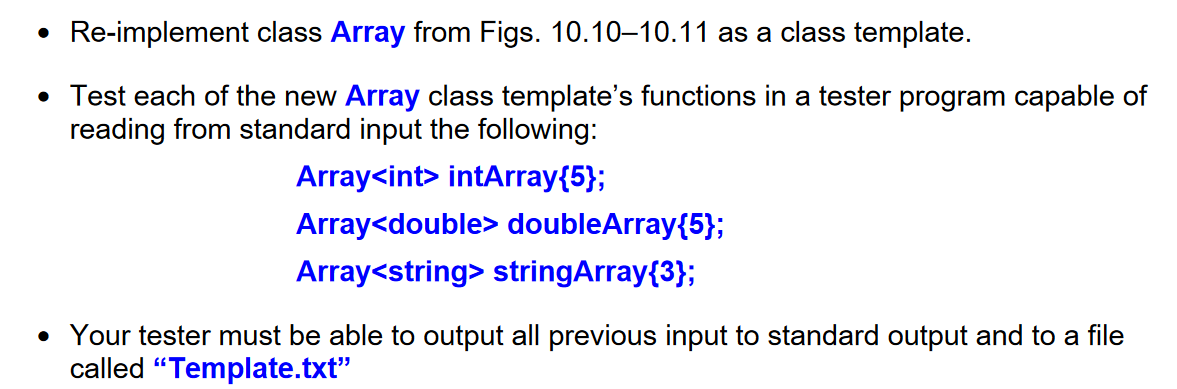 Solved • Re-implement class Array from Figs. 10.10–10.11 as | Chegg.com