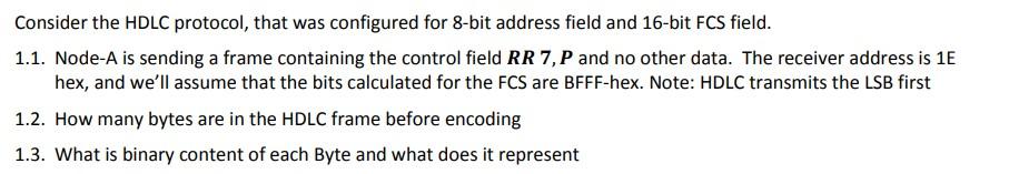 Solved Consider the HDLC protocol, that was configured for | Chegg.com