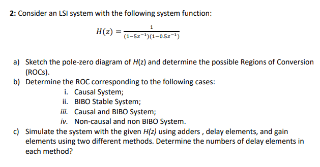 2: Consider an LSI system with the following system | Chegg.com
